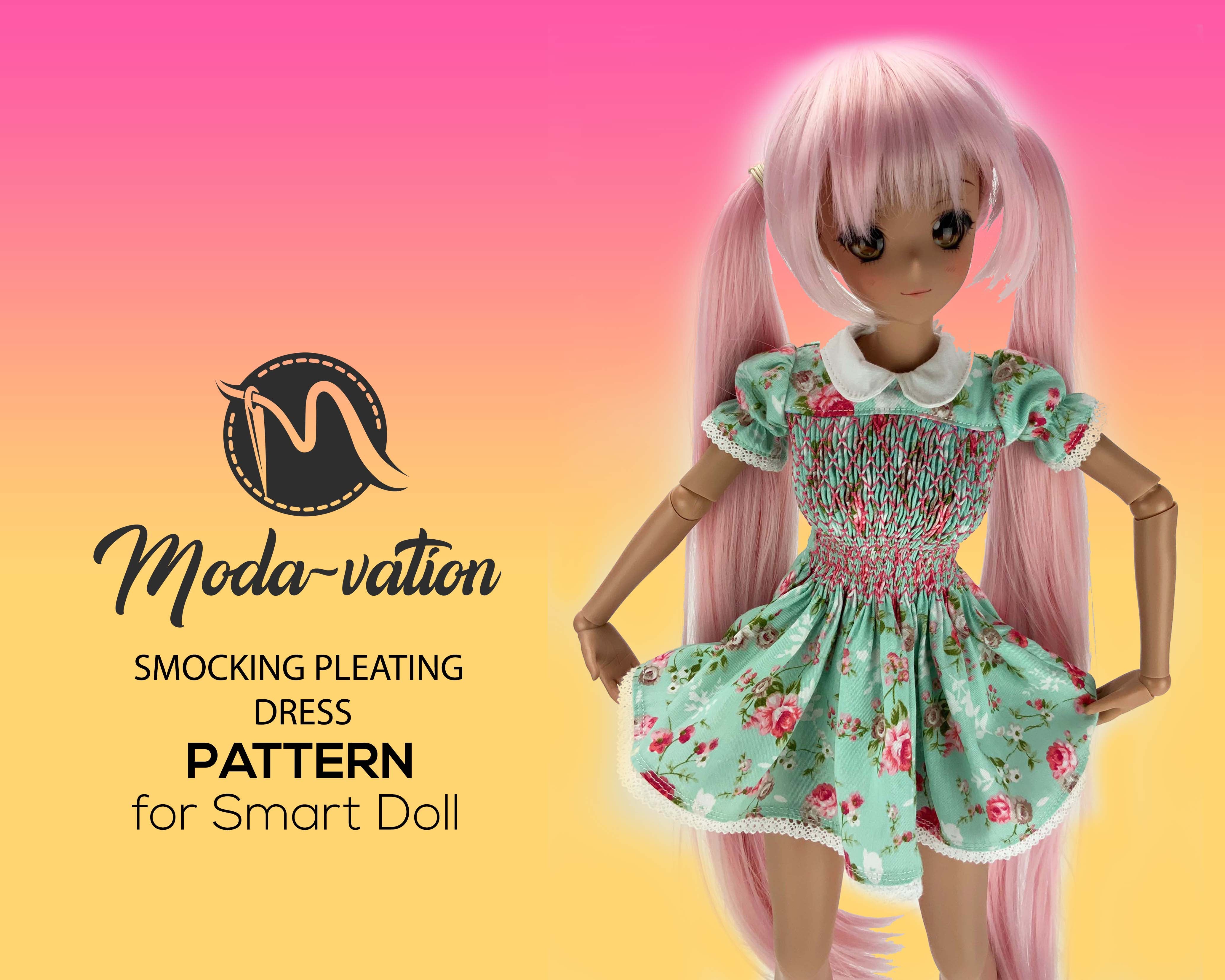 Doll clothes patterns pdf. Sewing Pattern Dress with Smocking Pleating ...