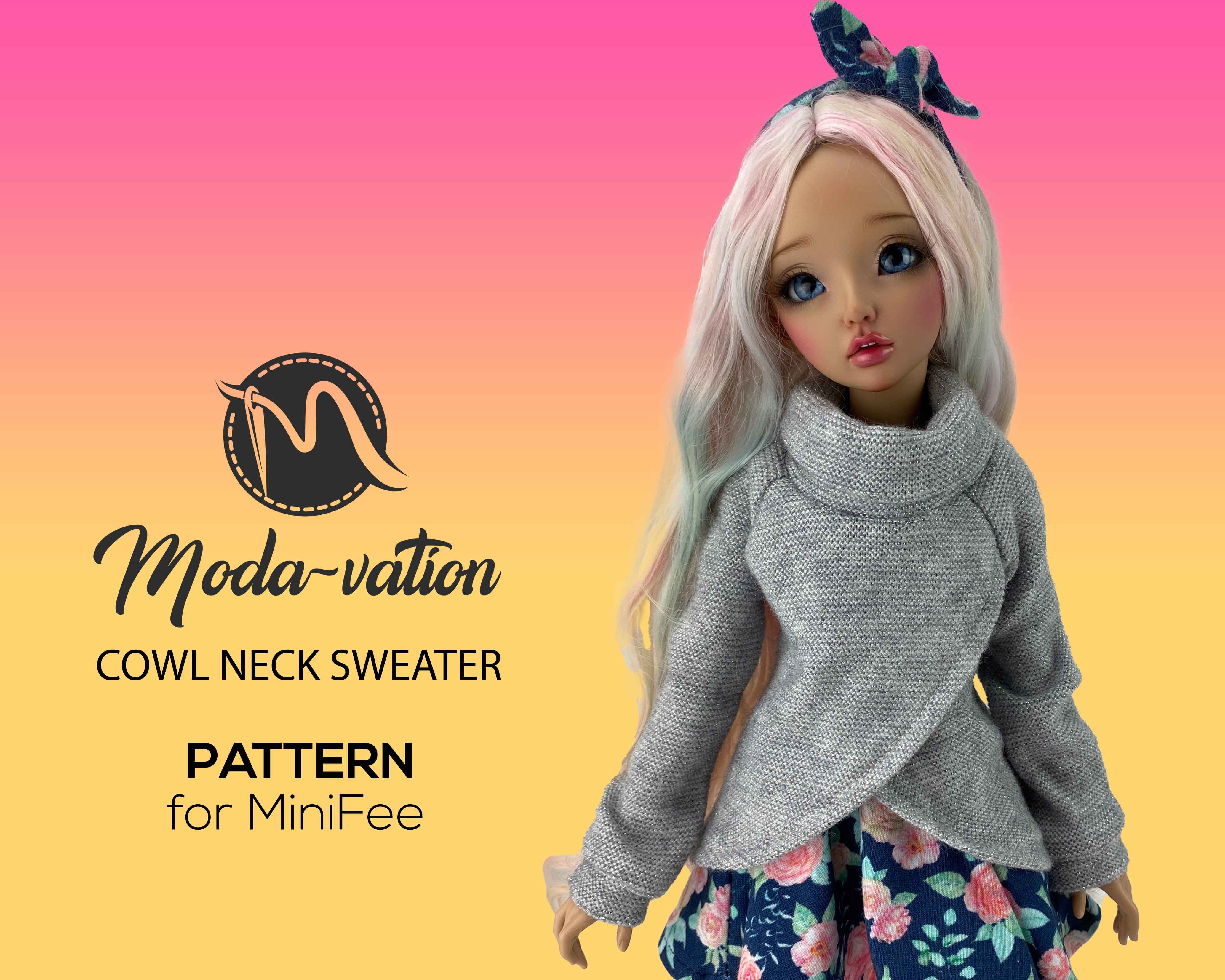 Minifee Doll PATTERN. Cowl neck oversized sweater for Minifee MSD. PDF ...
